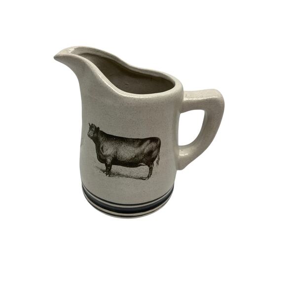 Unbranded | Dining | Medium Stoneware Cow Pitcher W Blue Stripes On ...